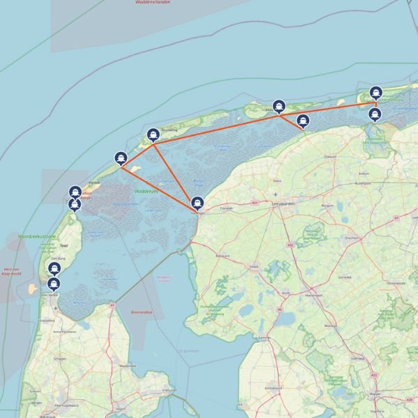 Veerdiensten Waddeneilanden - Volledige Kaart