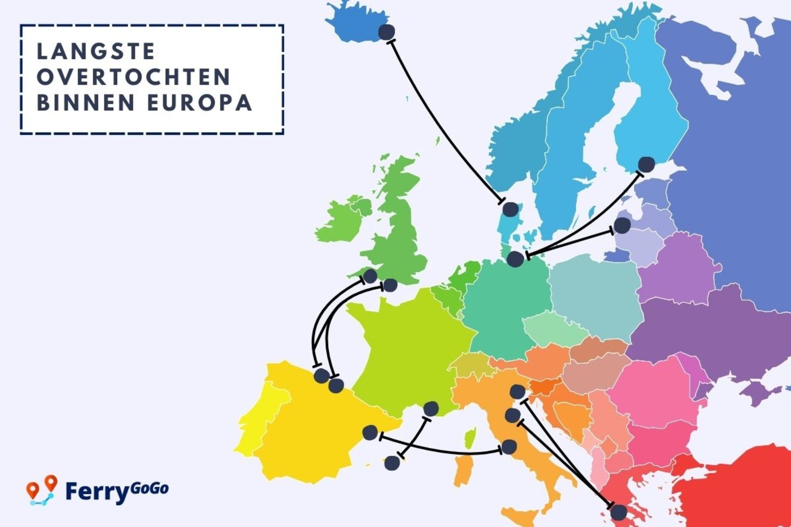 Dit zijn langste afstanden die je binnen Europa per veerboot kunt afleggen